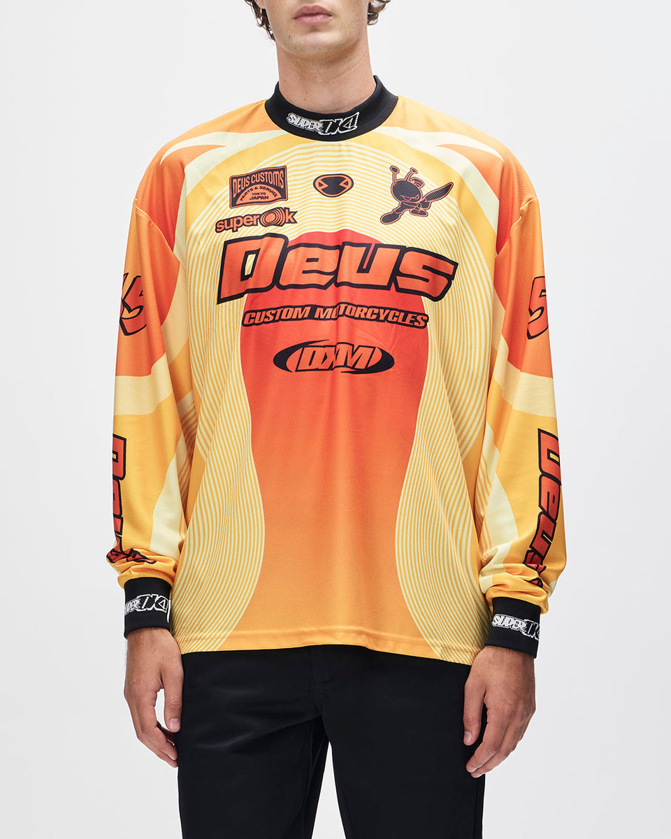 Jerseys | Deus Ex Machina | Pledge Moto Jersey - Sunrise Orange – Deus ...