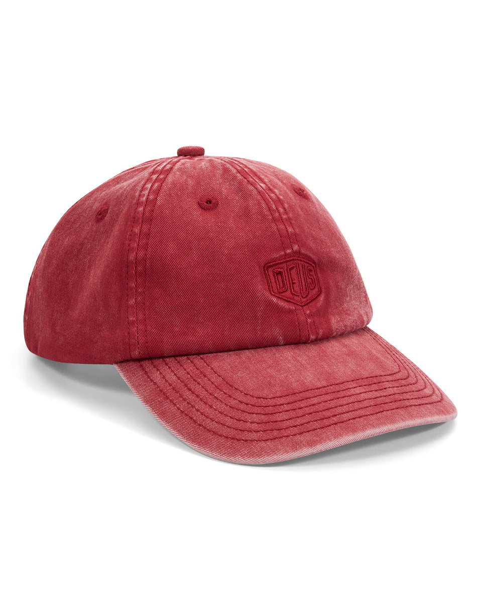 Hats | Deus Ex Machina | Shield Garment Dyed Dad Cap - Lava Falls Red ...