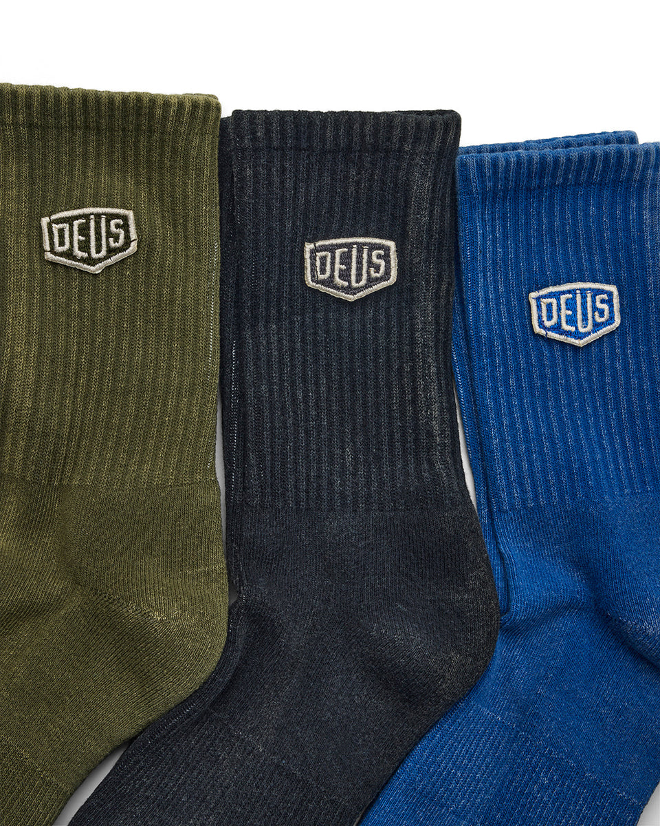 Accessories | Deus Ex Machina | Shield Garment Dyed Sock (3 Pack) - 3 ...