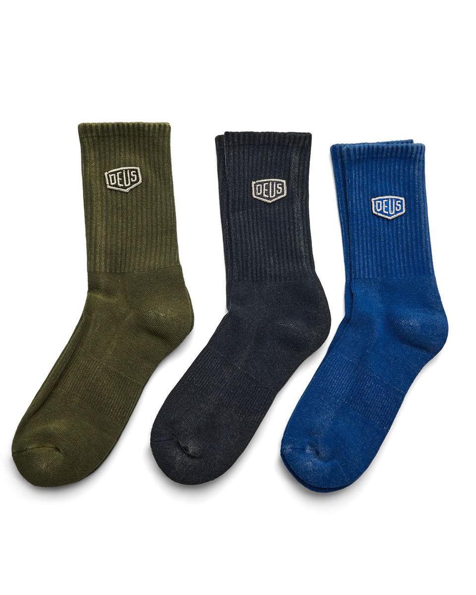 Accessories | Deus Ex Machina | Shield Garment Dyed Sock (3 Pack) - 3 ...