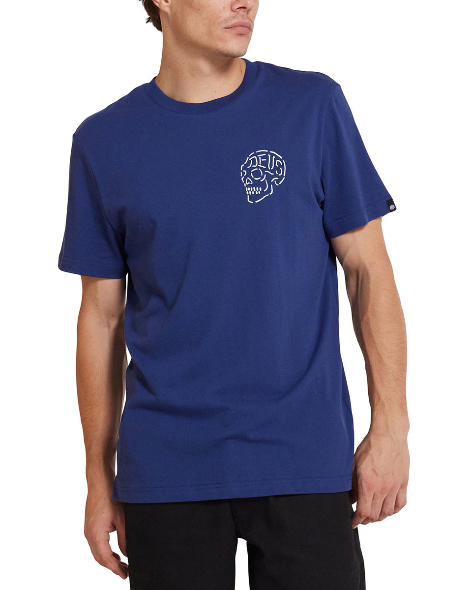Tees | Deus Ex Machina | Venice Skull - Mechanic Blue – Deus Ex Machina ...